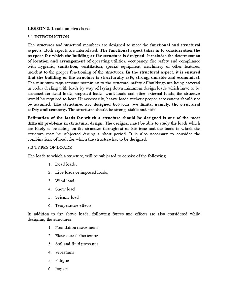 LESSON 3. Loads On Structures | PDF | Structural Load | Wound