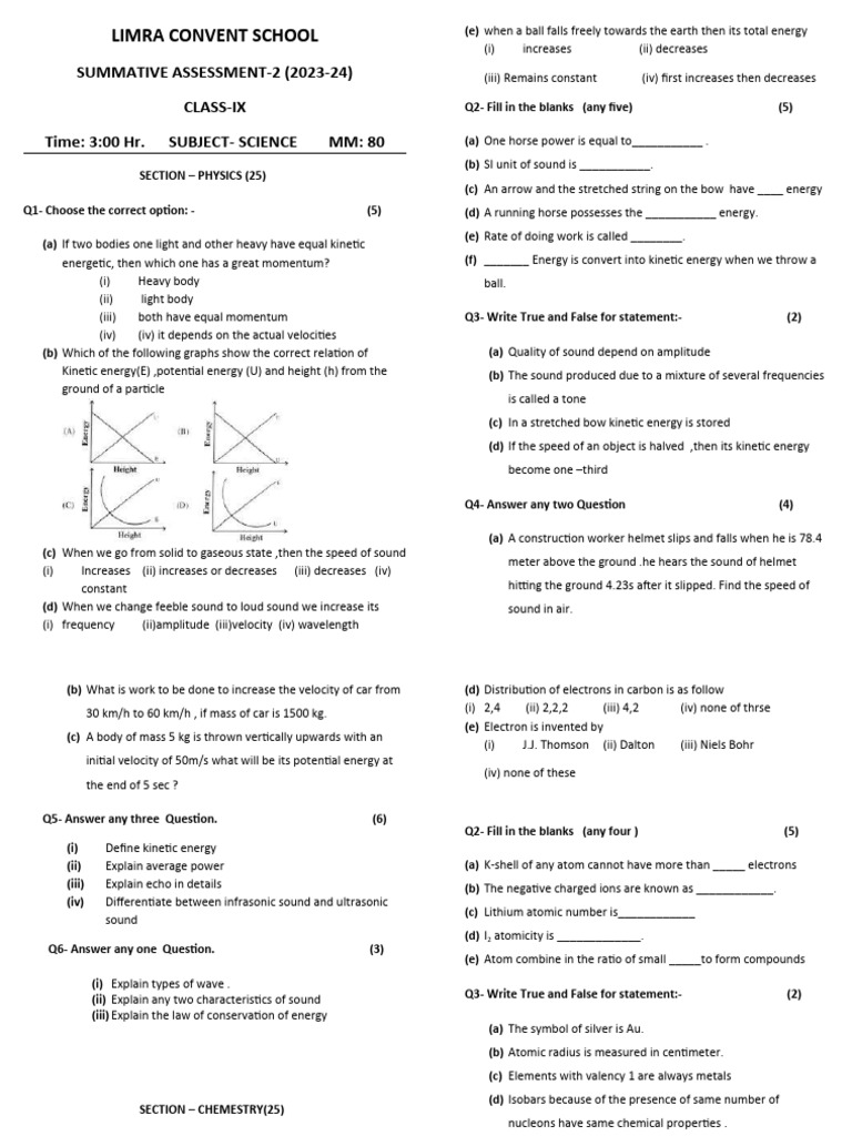 Class 9 Science SA2 | PDF