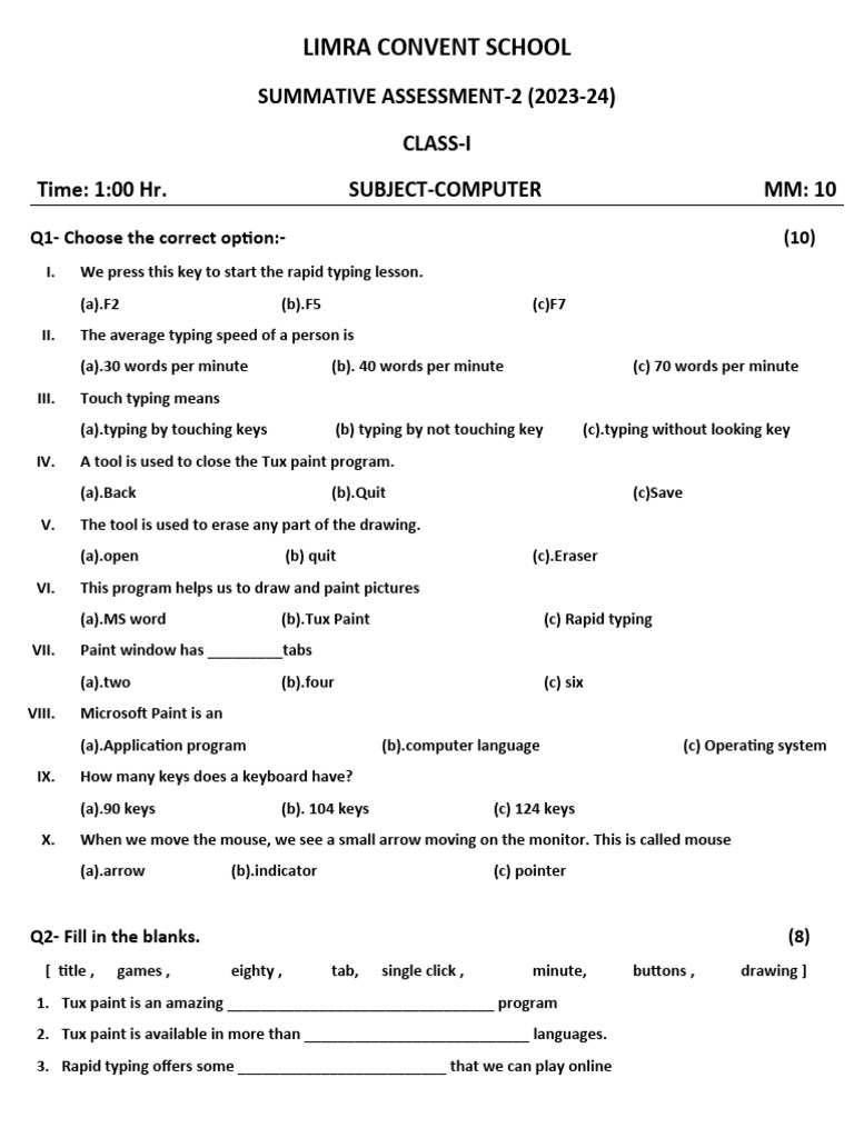 Computer Class 1 Pdf Computer Keyboard System Software