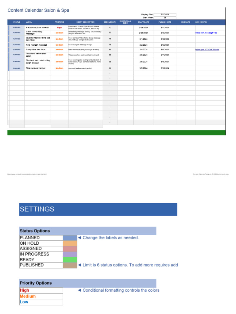 Content Calendar for Escode Salon | PDF | Holidays | Microsoft Excel