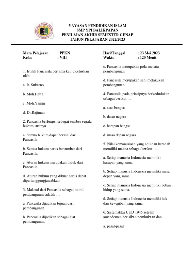 Uts PPKN Kelas 8 | PDF