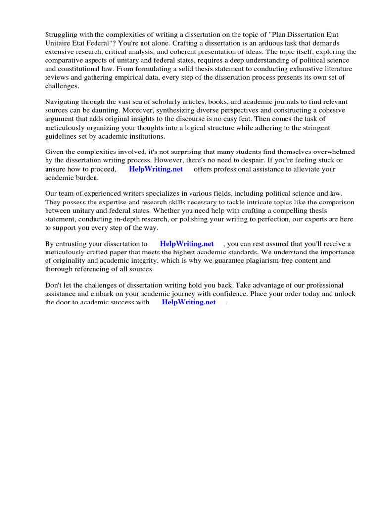 Plan Dissertation Etat Unitaire Etat Federal | PDF | Expert | Thesis