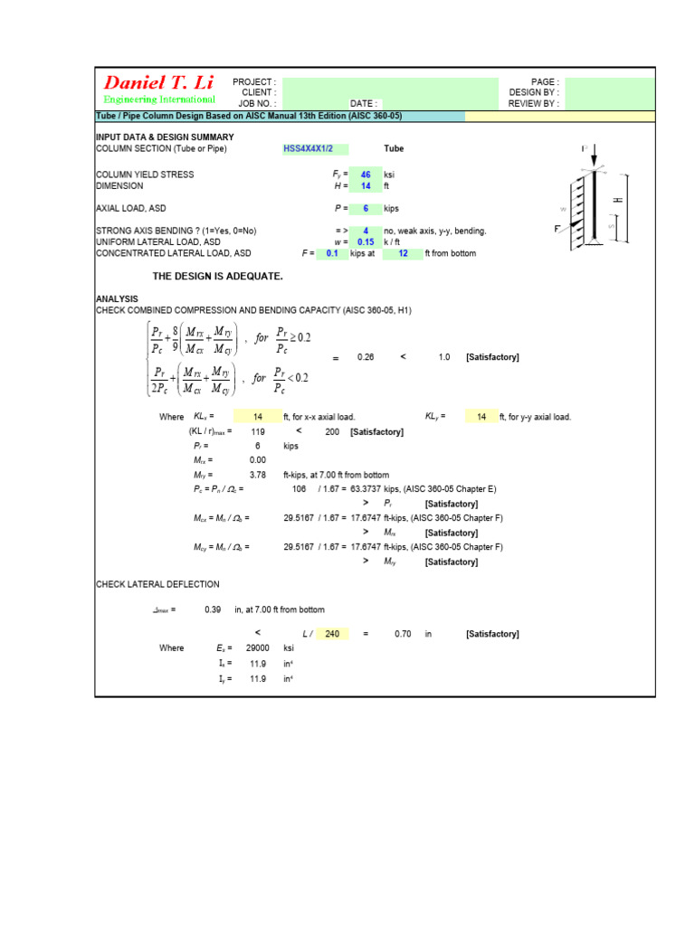 Steel Column | PDF | Bending | Physical Sciences