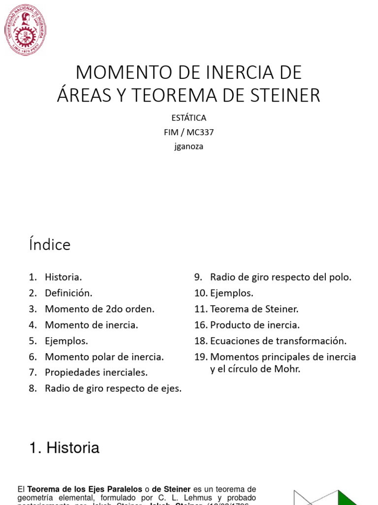 Momento de Inercia y Teorema de Steiner | PDF | Matemáticas | Mecanica ...