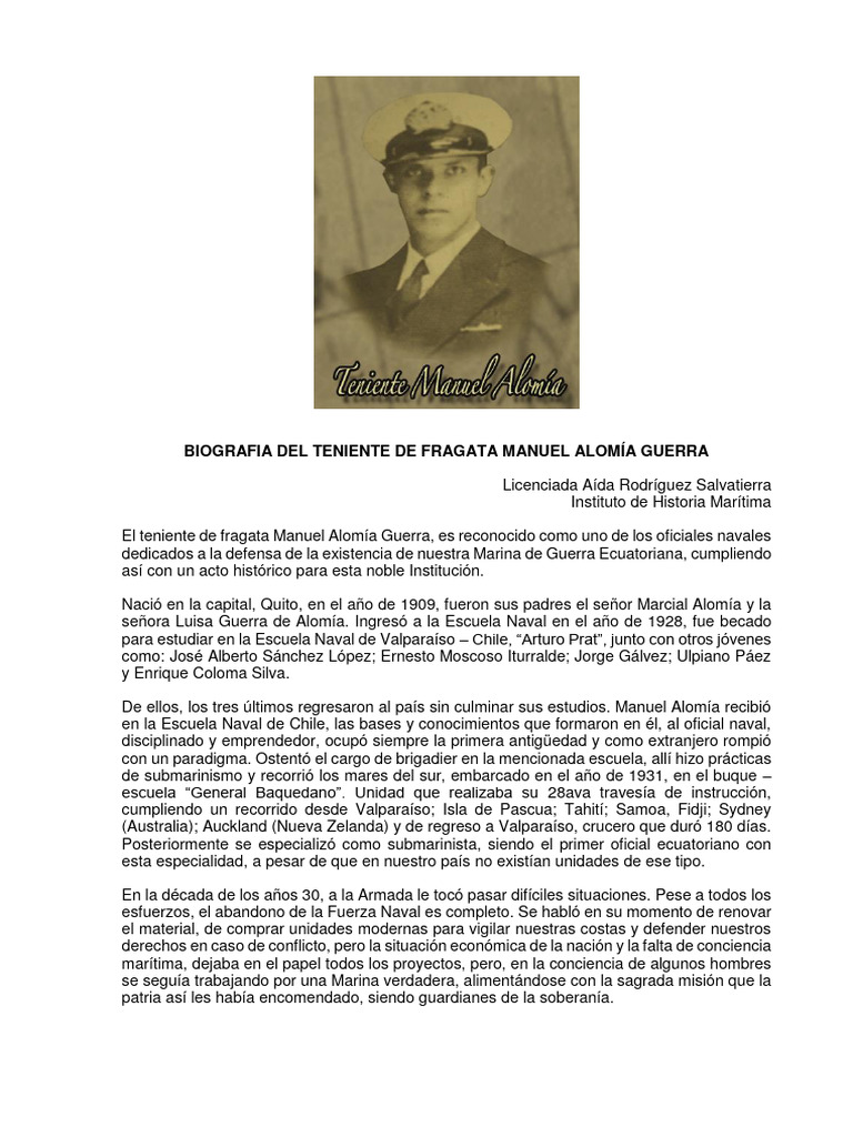 Biografía Manuel Alomía | Descargar gratis PDF | Ecuador | Marina de ...