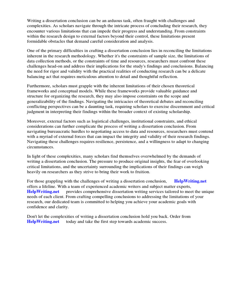 Dissertation Conclusion Limitations | PDF | Thesis | Methodology