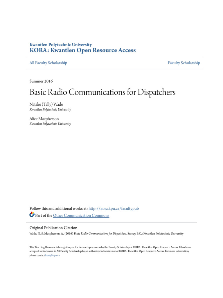 Basic Radio Communications For Dispatchers | PDF | Communication | Radio