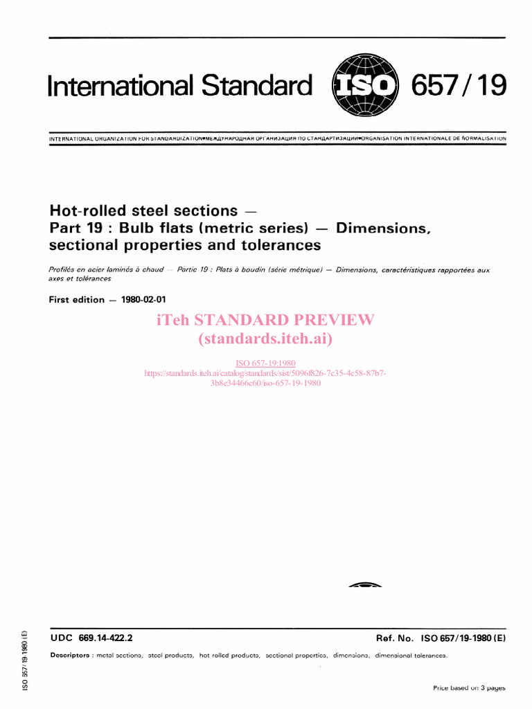 Iso 657 19 1980 | PDF | International Organization For Standardization | Engineering Tolerance