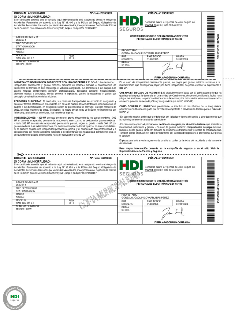 Lsjc57 Hdi | PDF | Póliza de seguros | Seguro
