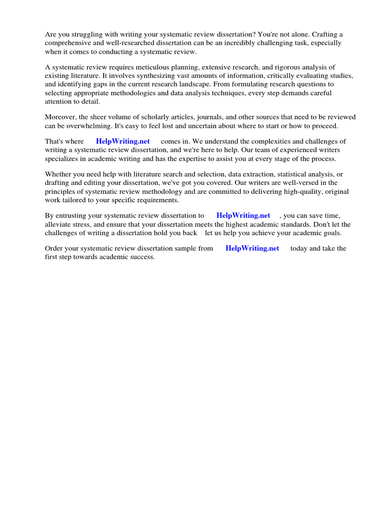 Systematic Review Dissertation Sample | Download Free PDF | Systematic ... Systematic Review Dissertation Sample | Download Free PDF | Systematic ...