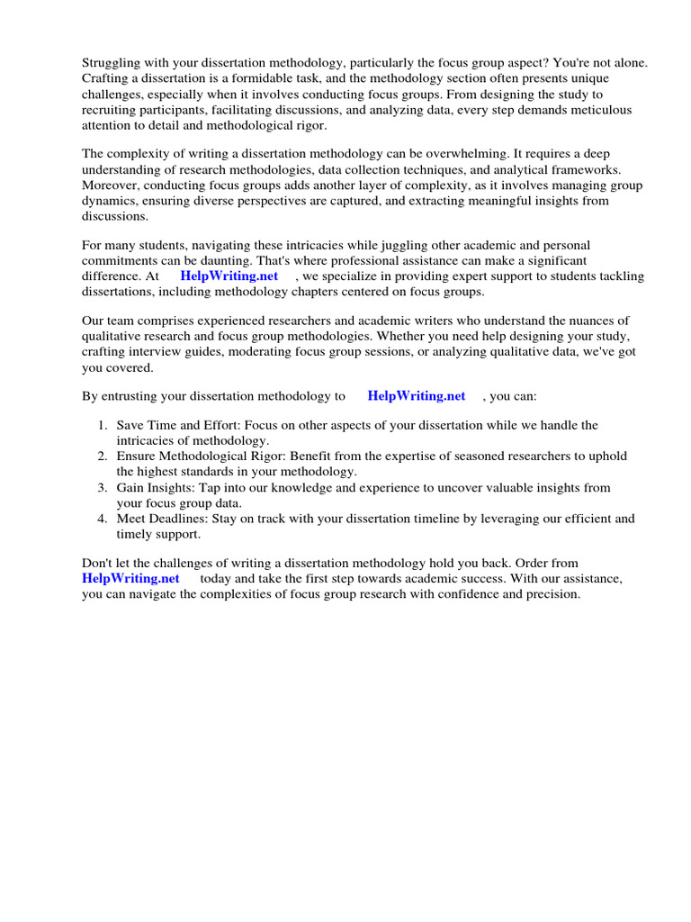 Dissertation Methodology Focus Group | PDF | Methodology | Focus Group