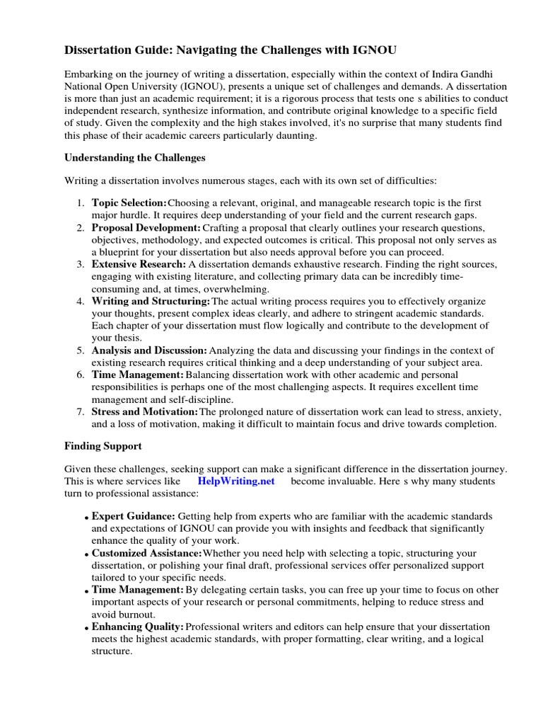 Dissertation Guide Ignou | PDF