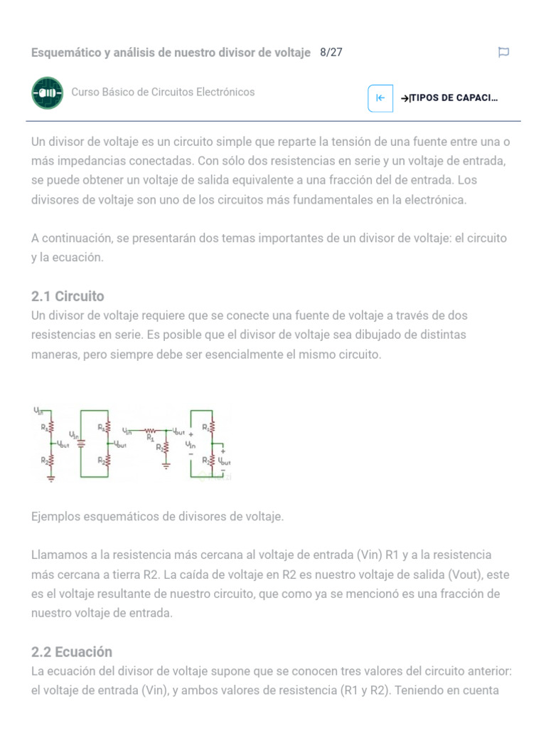 ¿Qué es Vout en un divisor de voltaje? | PDF | voltaje | Resistencia ...