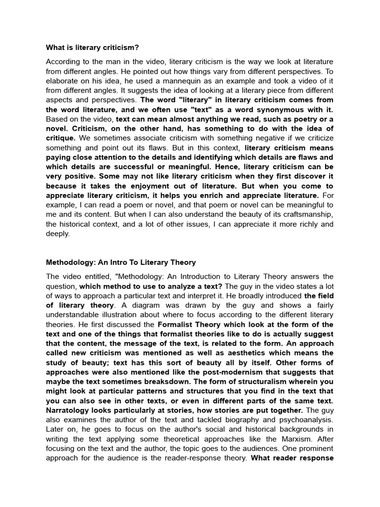 LITERARY CRITICISM | PDF | Criticism | Literary Criticism