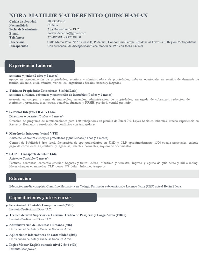 Curriculum Vitae Nora V | PDF | Contabilidad | Economias