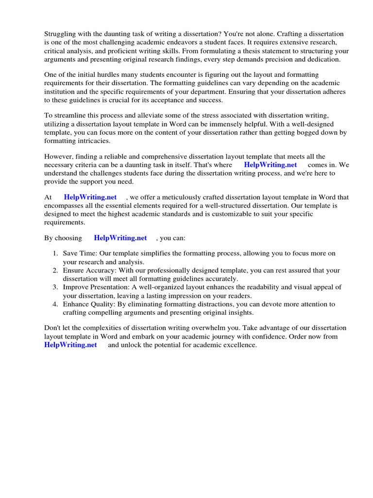 Dissertation Layout Template Word | PDF | Thesis | Science