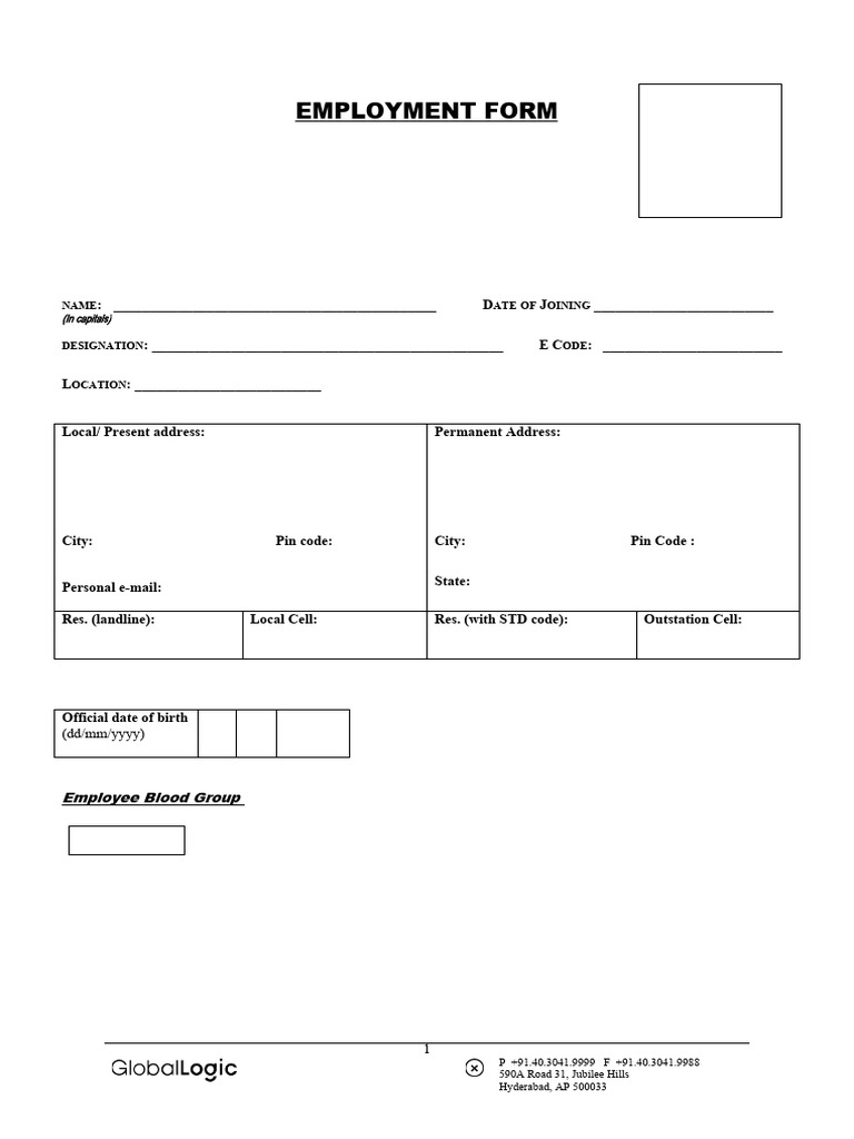 Employment Form | PDF
