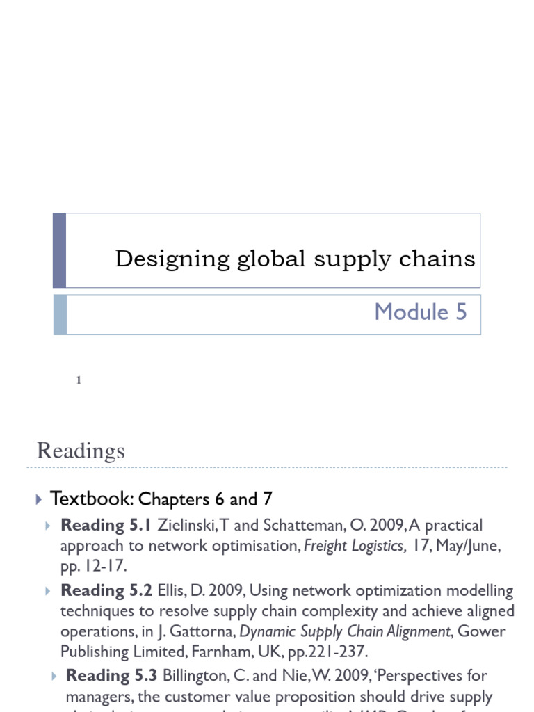 Module 5 Designing global supply chains 2018 | PDF | Logistics | Supply Chain