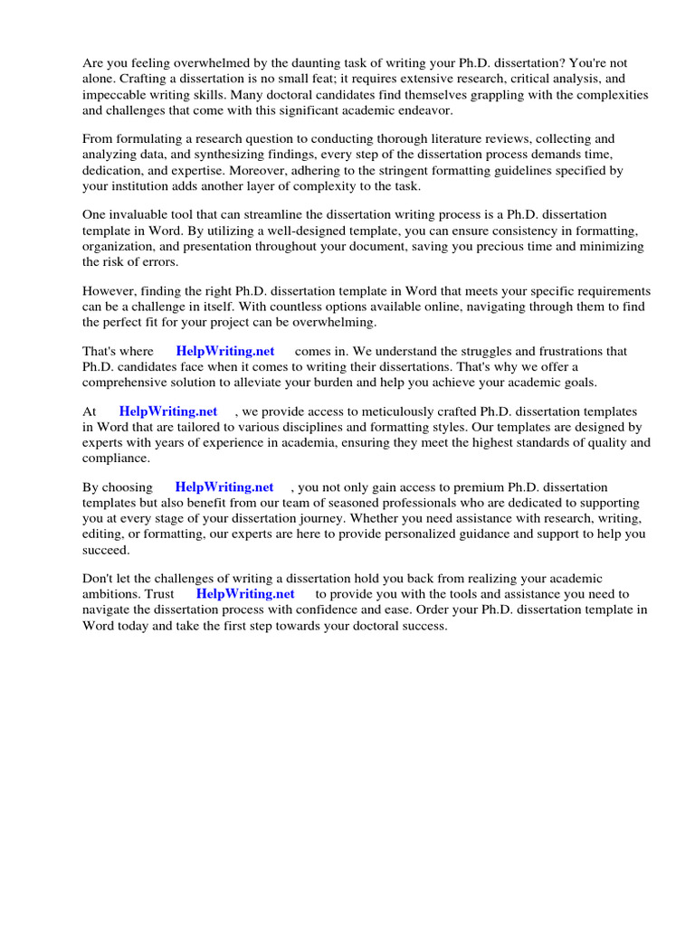 PHD Dissertation Template Word | PDF | Thesis | Te X