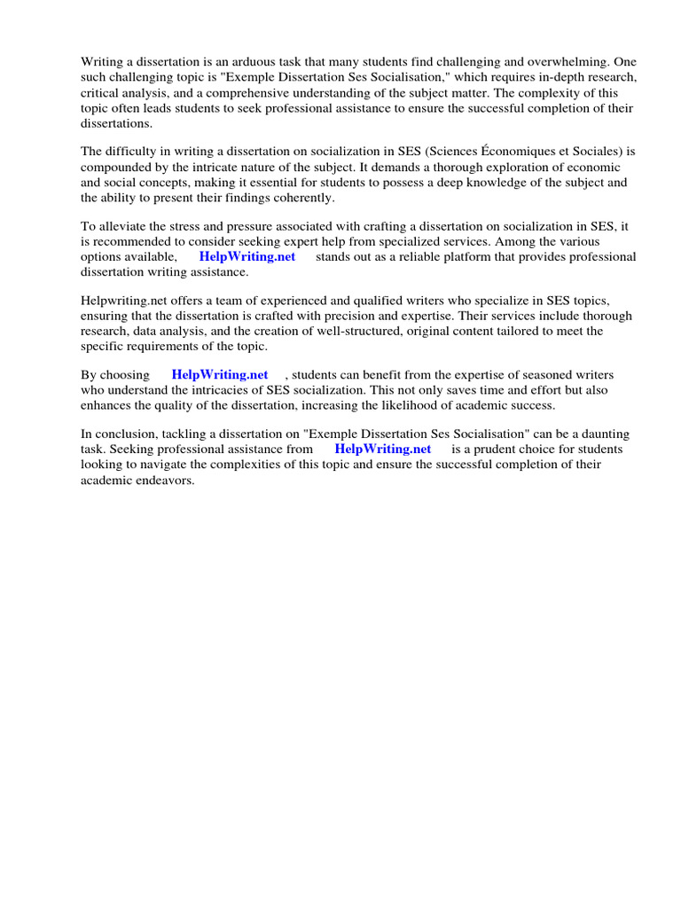 Exemple Dissertation Ses Socialisation | PDF | Scribd | Expert