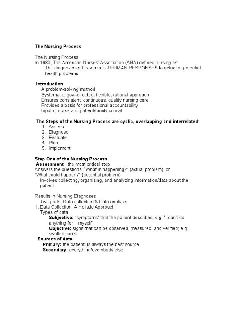 The Nursing Process | Download Free PDF | Medical Diagnosis | Nursing