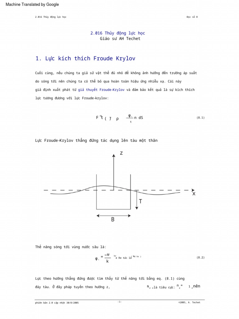 Froude Krylov Excitation Force | PDF