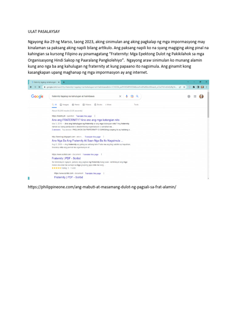 Ulat Pasalaysay | PDF