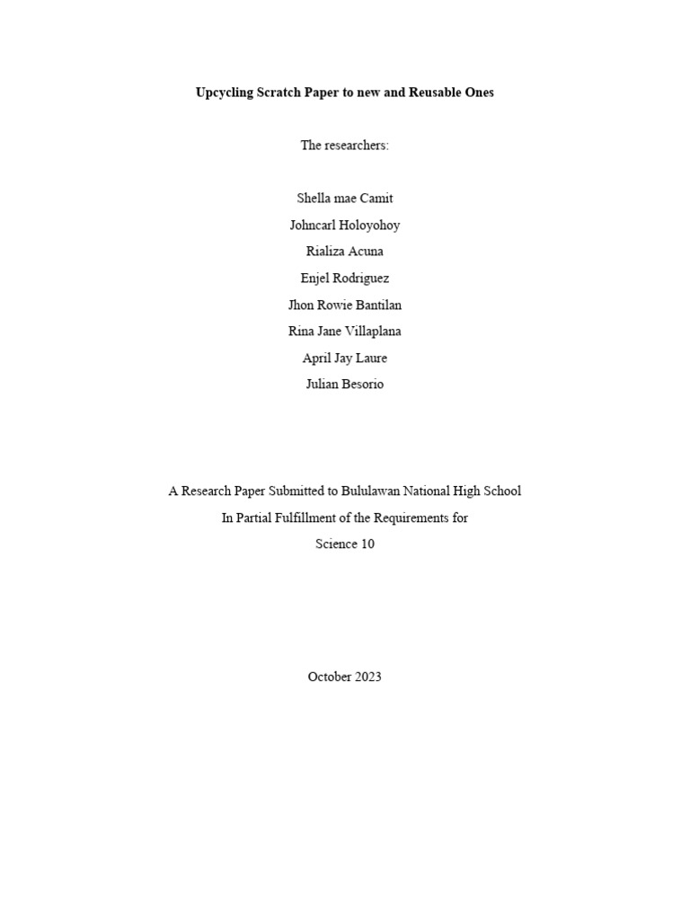 Upcycling Scratch Paper for Reuse | PDF | Recycling | Reuse