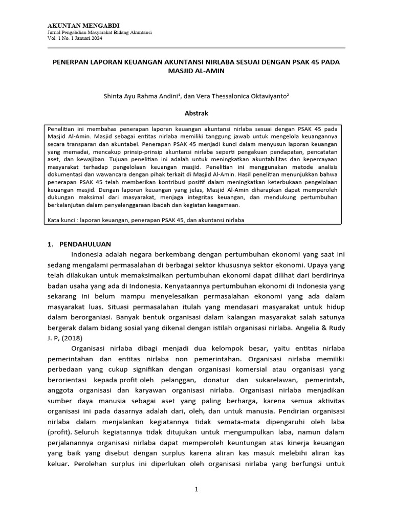 Jurnal Akt Nirlaba (SHINTA, VERA) | PDF