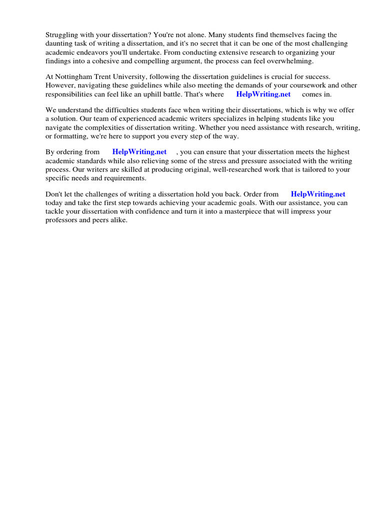 Nottingham Trent University Dissertation Guidelines | PDF | Thesis ...