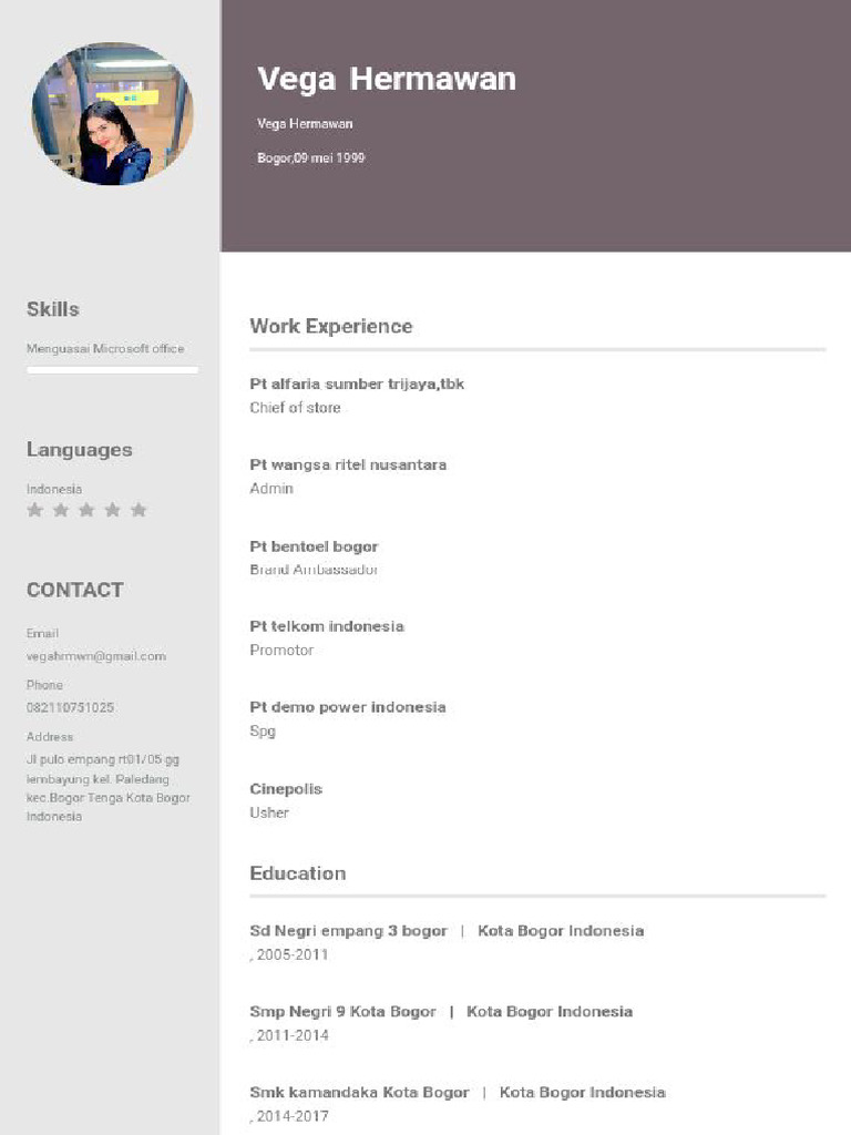 CV Vega Hermawan | PDF