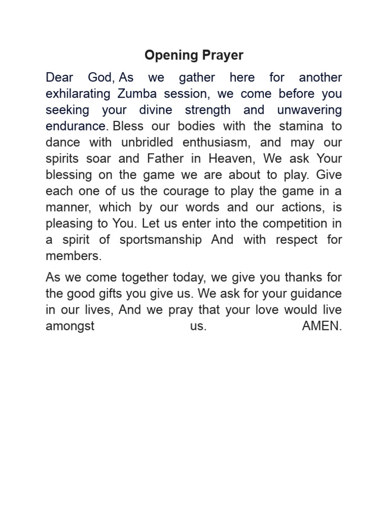 Opening Prayer Zumba Raffle | PDF