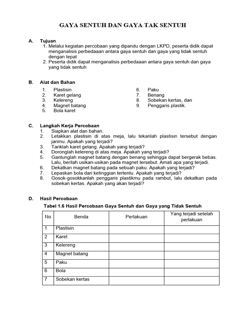 LK Gaya Sentuh Dan Gaya Tak Sentuh | PDF