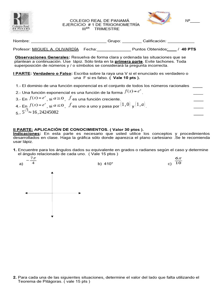 EJERCICIO DE TRIGONOMETRÍA # 1 | PDF