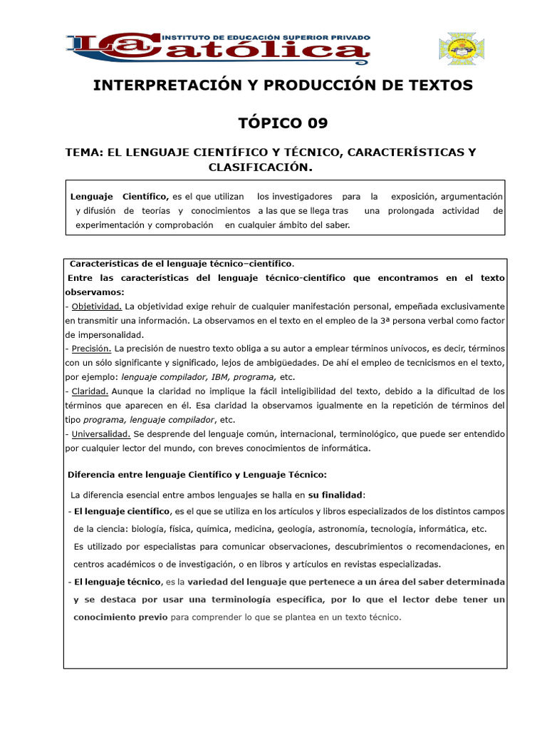 EL LENGUAJE CIENTIFICO Y TECNICO | PDF | Comunicación | Científico