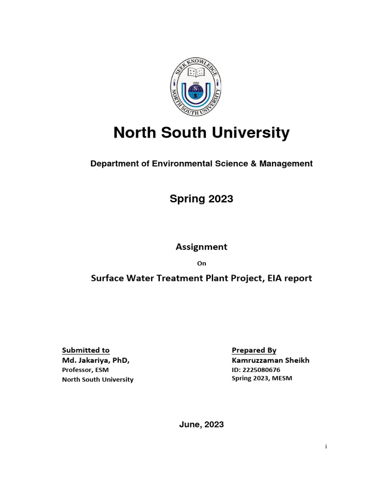 Surface Water Treatment Plant EIA Report | PDF | Science & Mathematics ...
