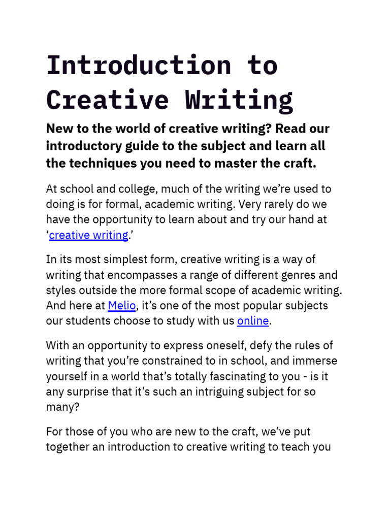 Introduction To Creative Writing | PDF | Creative Writing | Non Fiction