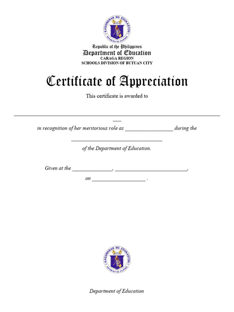 DepEd Certificate Templates for Recognition | PDF | Career & Growth ...