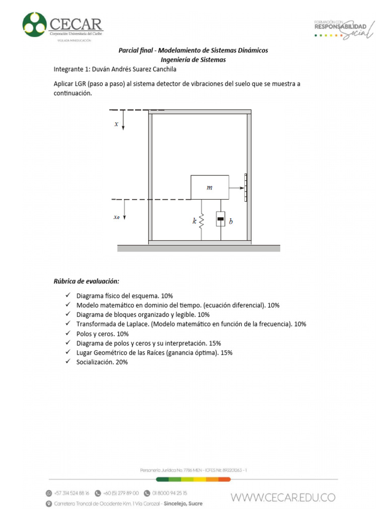 Parcial II 2023-2 SISTEMAS DINÁMICOS | PDF
