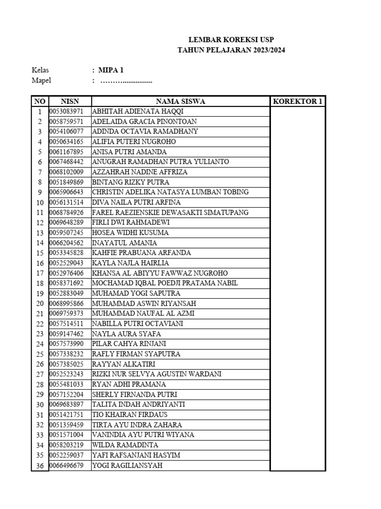 Lembar Nilai Uprak | PDF
