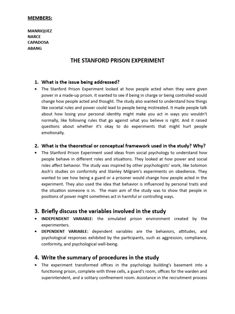 The Stanford Prison Experiment | PDF | Conformity | Psychology