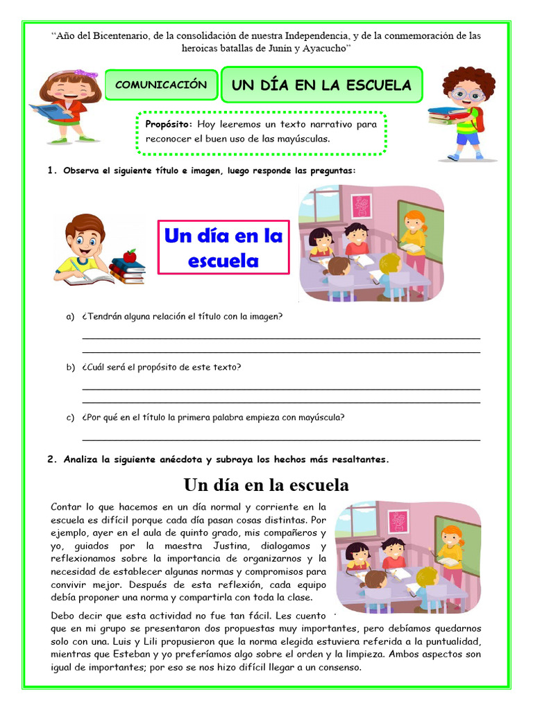 Ficha-Mierc-Comun-Un Día en La Escuela - Jezabel Camargo-Único Contacto ...
