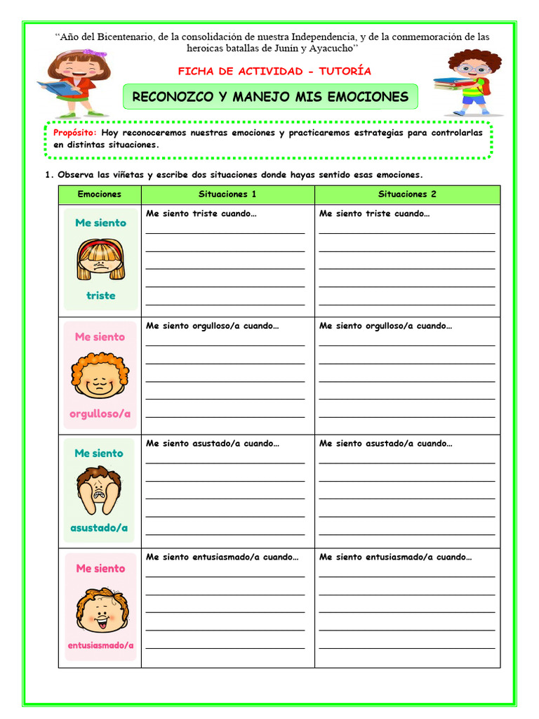 Fichamart-Tut-Reconozco y Manejo Mis Emociones - Jezabel Camargo-Único Contacto-978387435 | PDF ...