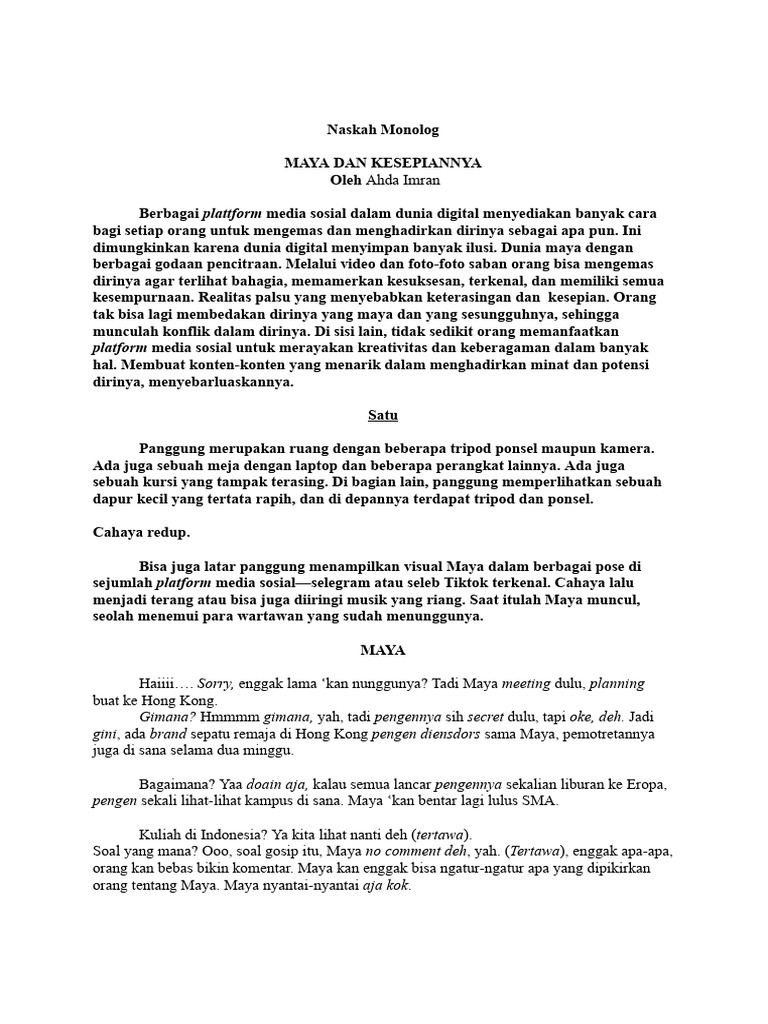 Monolog Ahda Rev | PDF