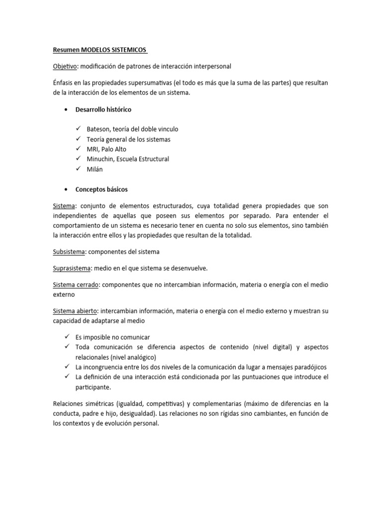 Resumen MODELOS SISTEMICOS | PDF | Sistema | Importar