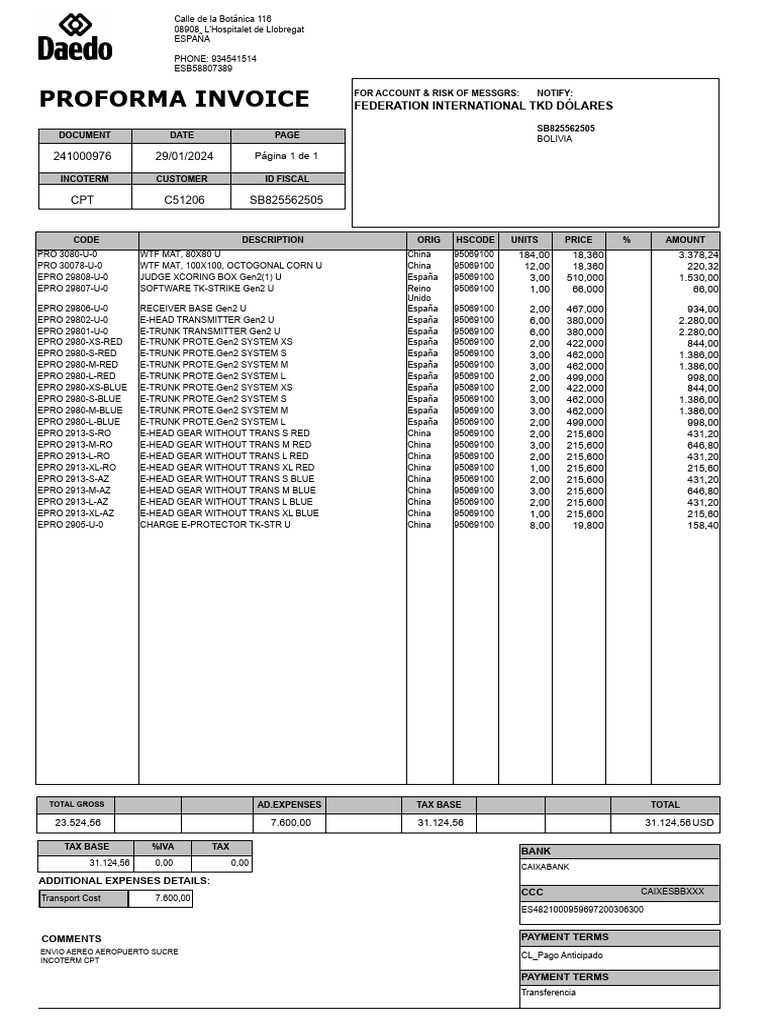 Proforma Bolivia Sucre | PDF | Payments | Taxes