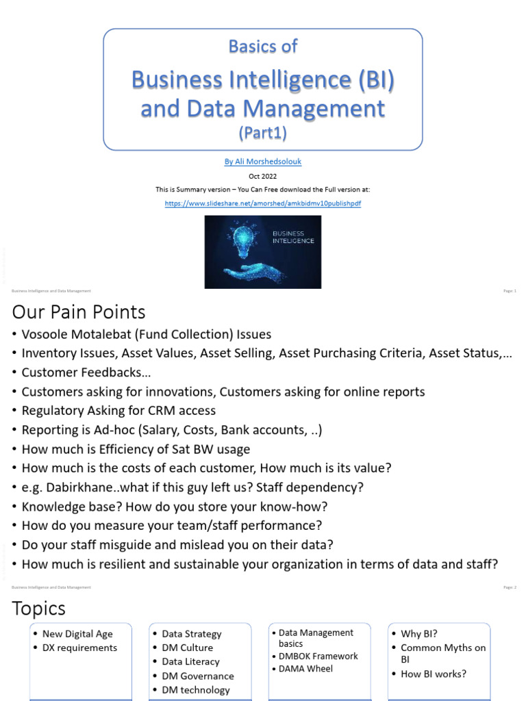 Foundations of Business Intelligence (BI) From Concept To ...