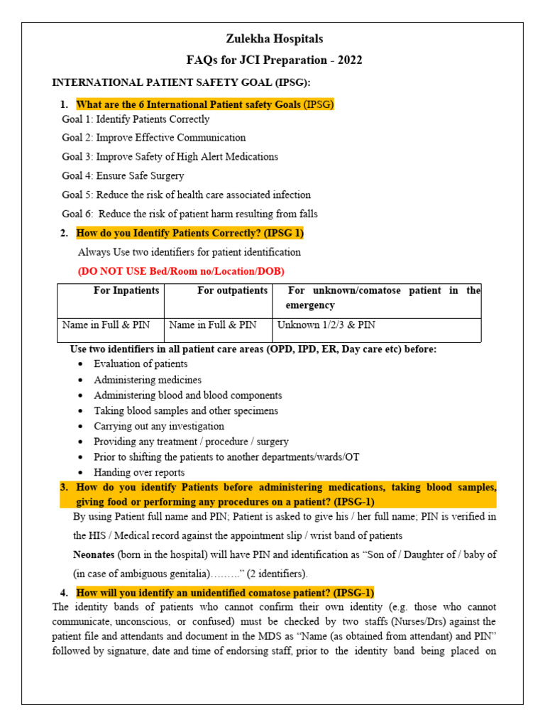 JCI Questionss | Download Free PDF | Surgery | Patient
