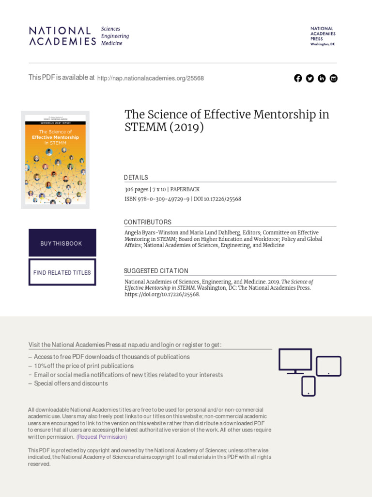 The Science of Effective Mentorship in STEMM (2019) : This PDF Is ...