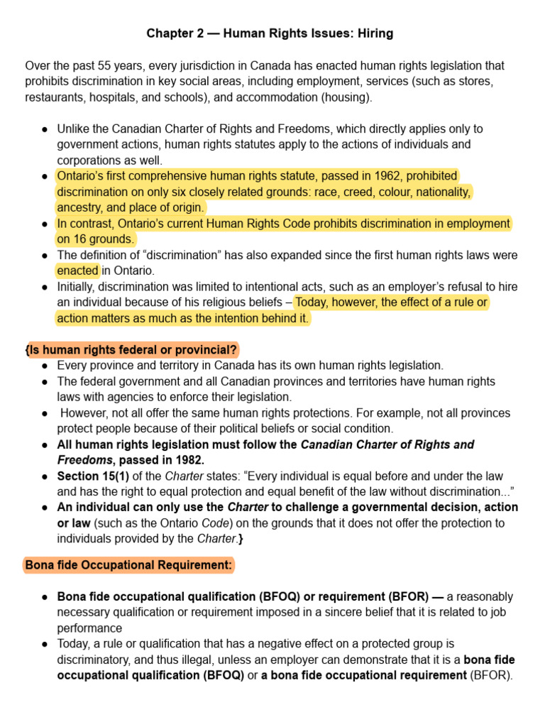 Chapter 2 - Human Rights Issues - Hiring | PDF | Discrimination | Justice
